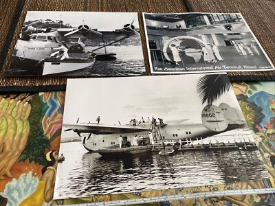 repro Pan American Airways 30s flying boats 8” x 10/12” 3 photos. -M ...