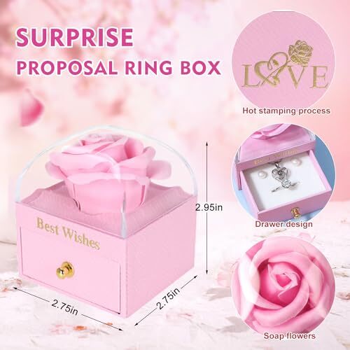Rose Ring Box，Proposal ring box rotates 360 degrees. Square Pull-Out ...