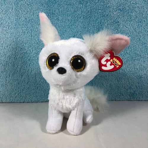 TY Beanie Boos 2021 Phoenix White Fennic Fox 6" Soft Plush Glitter Eyes ...