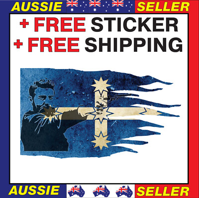 Australian Flag Stickers Ned Kelly Double Pack 30 x 17 cm INCLUDES FREE ...