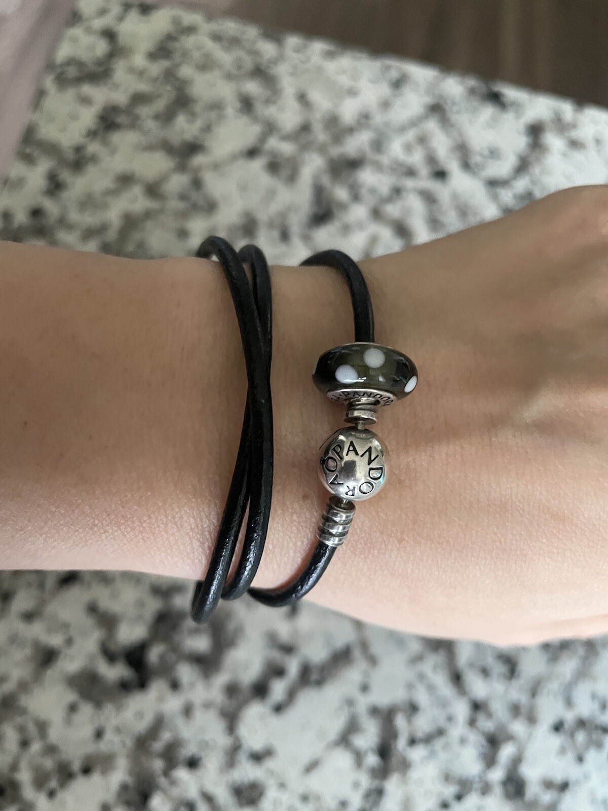 Authentic Pandora Black Leather Bracelet/Necklace 22”… - Gem