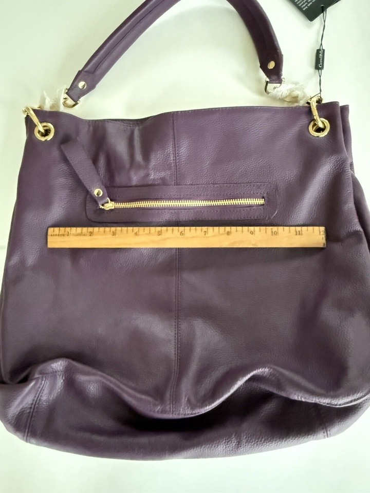 Cuore & Pelle Sophia Bag Deep Purple Pebbled Leather Hobo Purse Gold ...