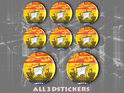 8 x 3D ROUND Stickers Resin Domed Flag New Brunswick - Adhesive Decal ...