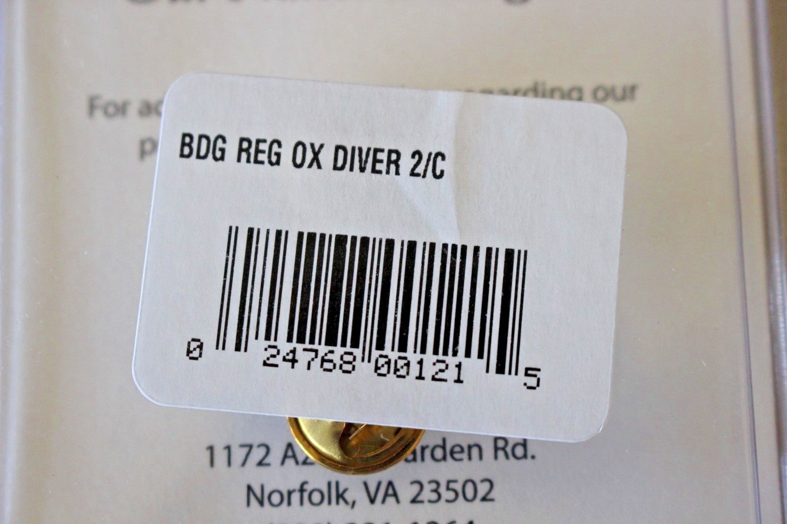 USN US NAVY NAVAL SHIP SHORE SUB 2ND CLASS DIVER FULL SIZE ...