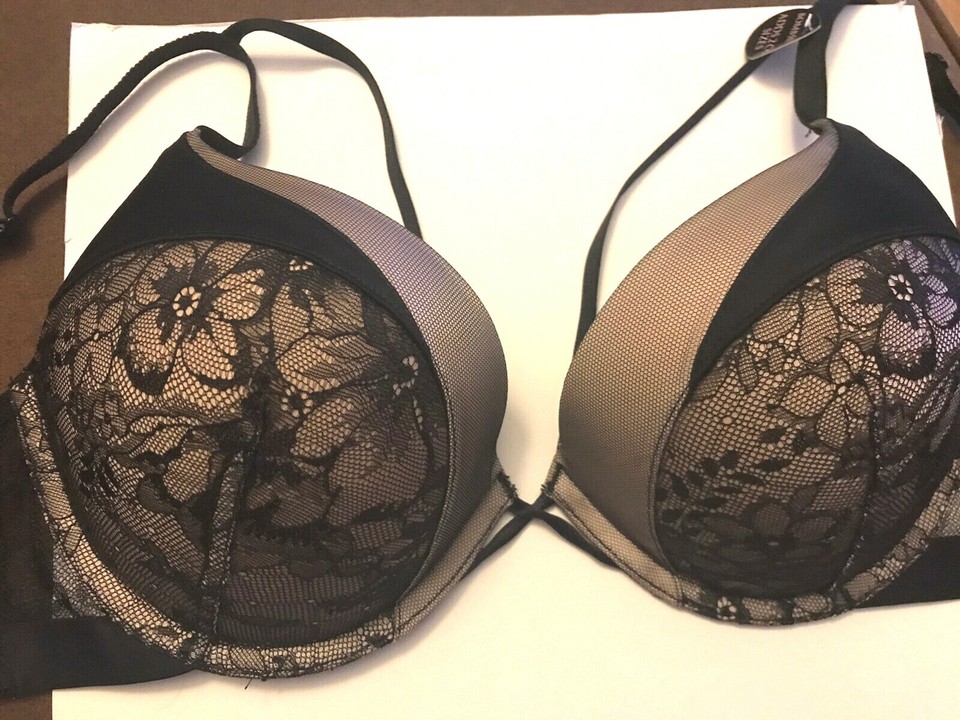 VICTORIA SECRET BOMBSHELL BRA ADD 2 CUP PLUNGE Super Push UP NEW Shine Strap | eBay