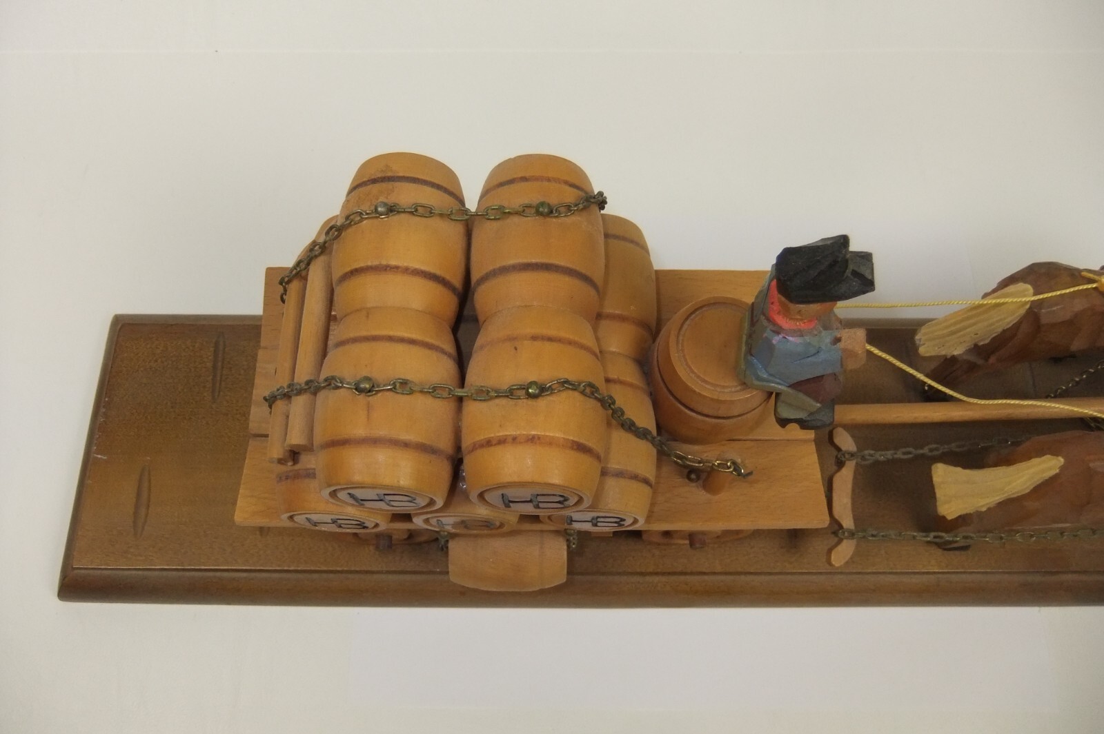 Vintage Carved Wooden German Hofbrauhaus HB Beer Horse Drawn Wagon | eBay