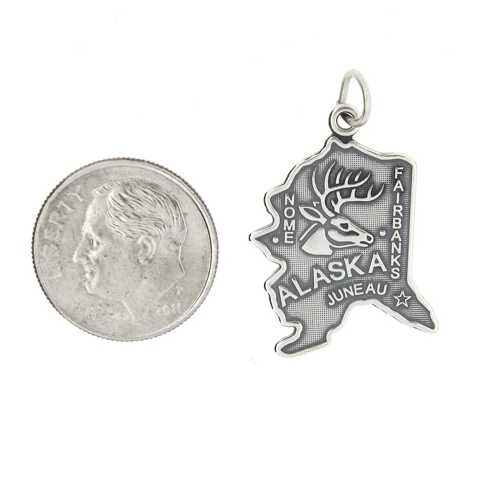 Sterling Silver Alaska State Map Charm or Pendant | eBay