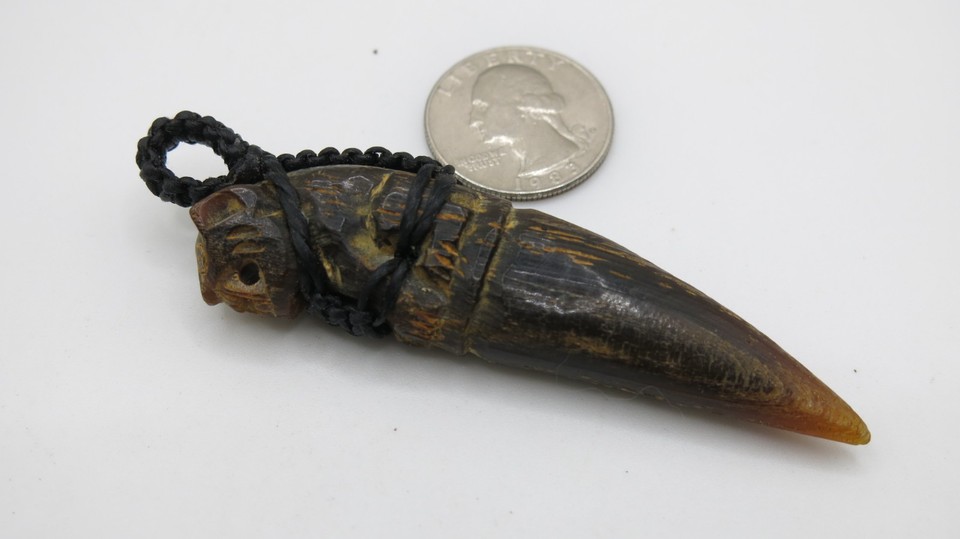 Super Rare Tiger Carved Thai Amulet Sacred Fang Pendant Khiaw Chang ...