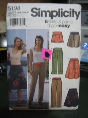 Simplicity 5198 Misses Shorts, Skirt & Pants Pattern - Size 12/14/16 | eBay