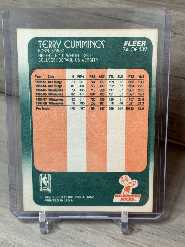 1988-89 Fleer Basketball Terry Cummings #74 88 Milwaukee Bucks NR MINT ...