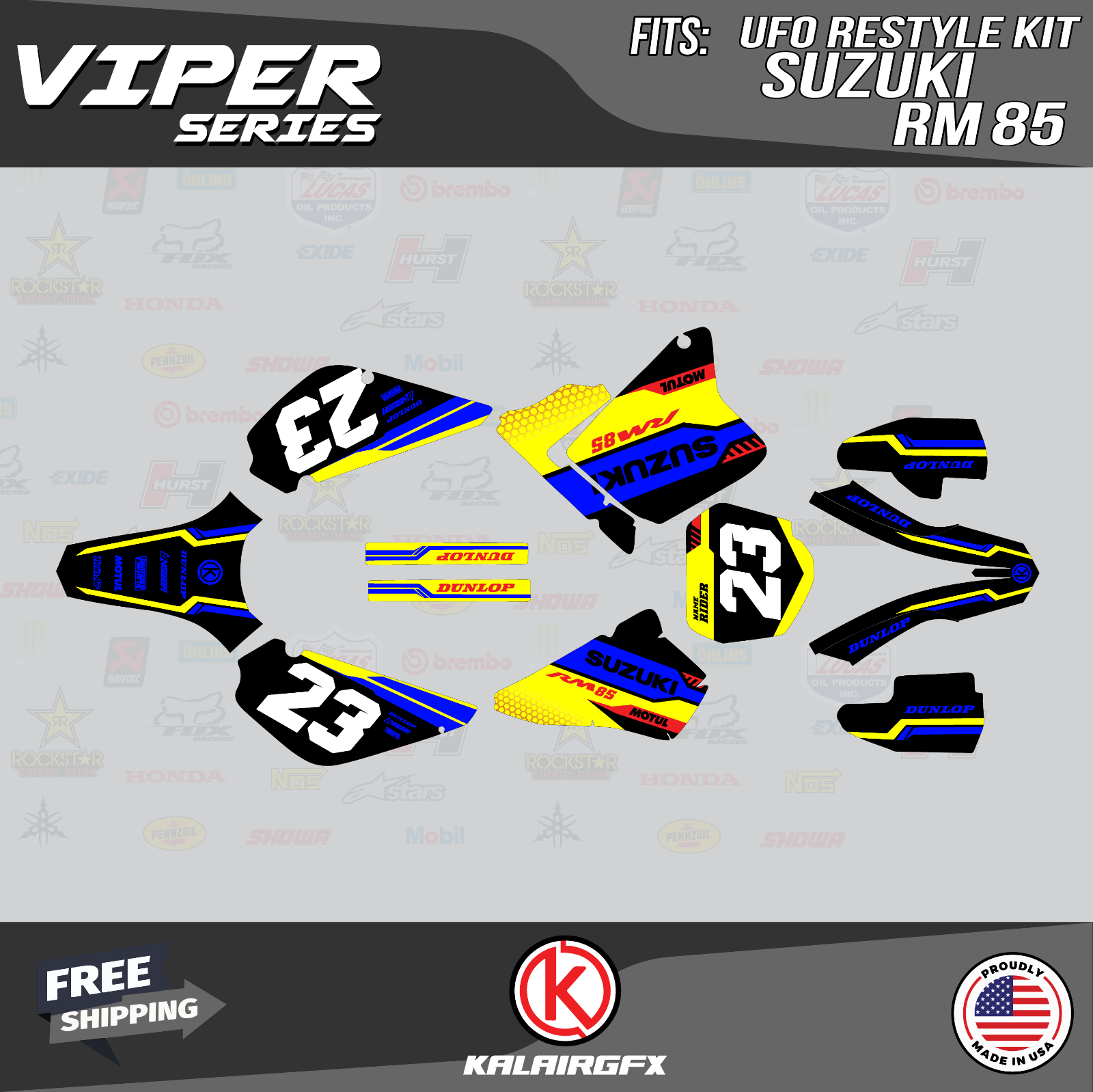 Graphics Kit for Suzuki RM85 (2001-2023) UFO RESTYLE Viper-Blue | eBay