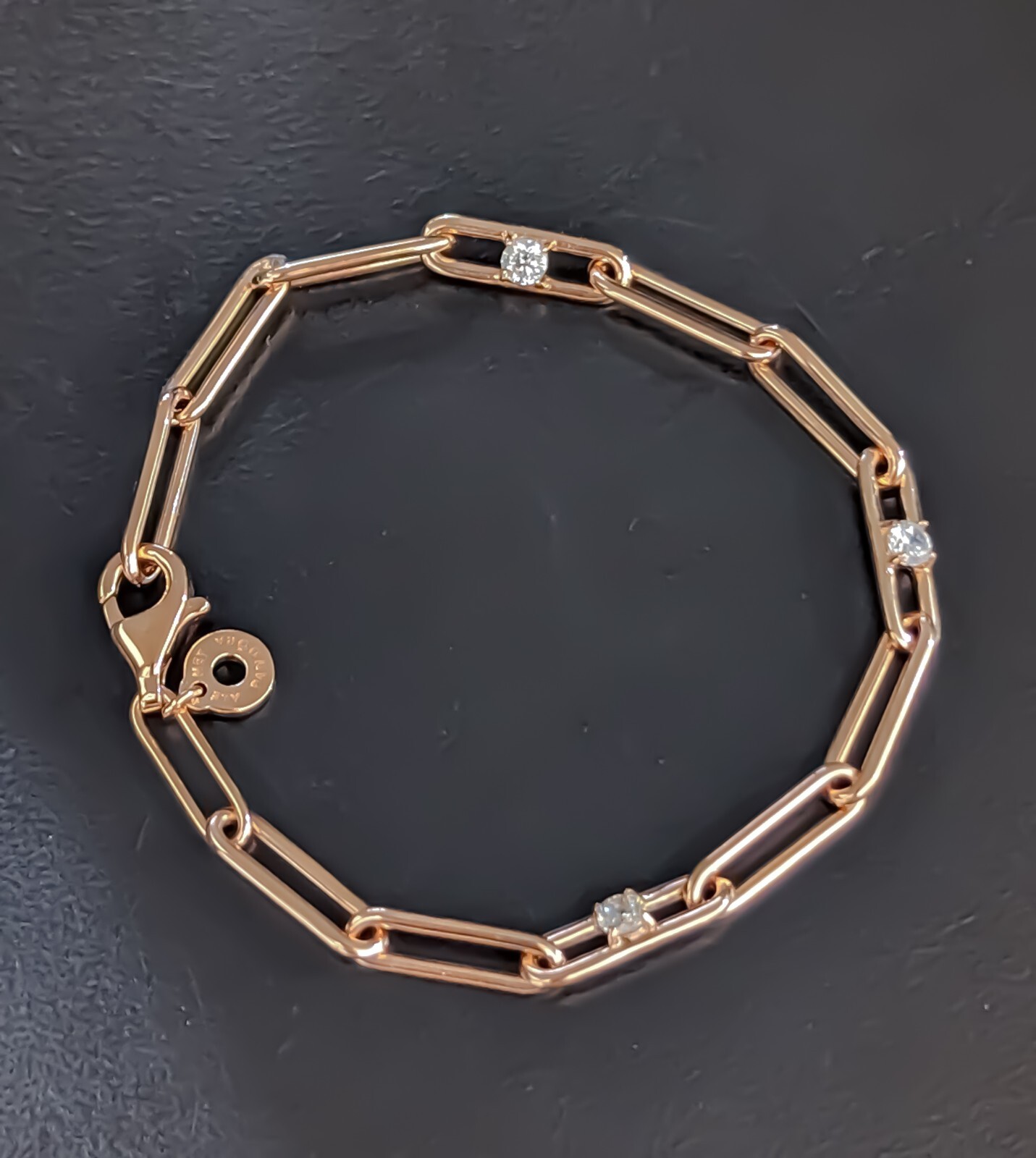 New 100% PANDORA 589177C01 Rose Gold Link Chain & Three Stones Bracelet ...