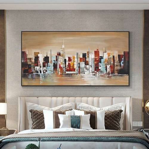 Abstract Large City Building Oil Painting On Canvas Hand Painted Wall ...