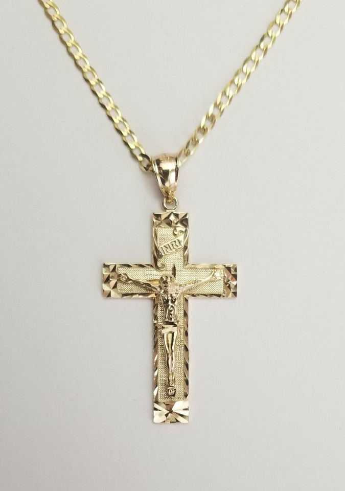 14K Solid Gold Crucifix Cross INRI Religious Pendant | eBay