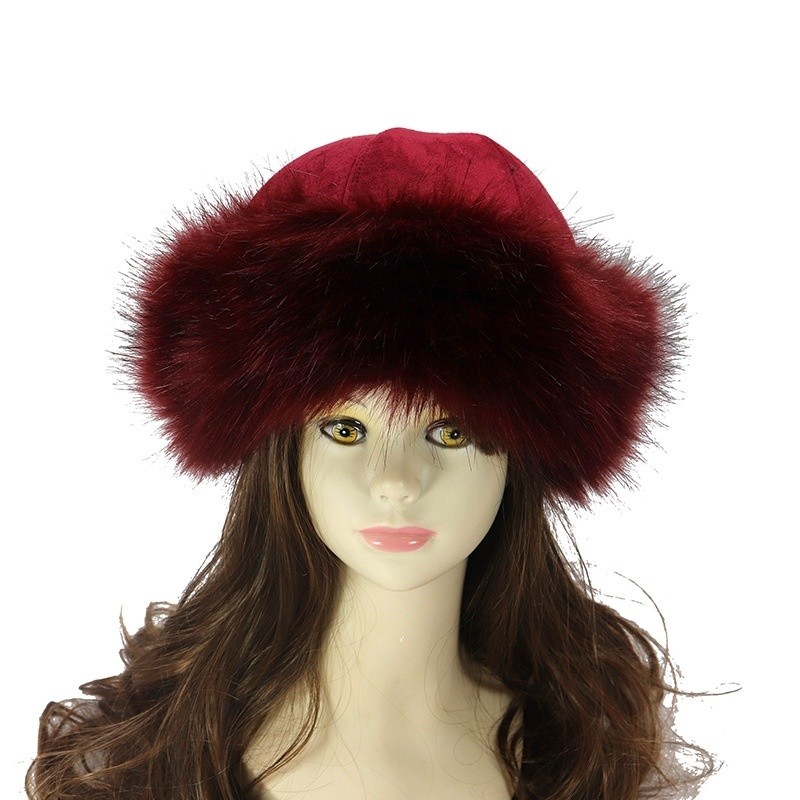 Lady Suedette Faux Fur Beanie Hats Fleece Russian Cossack Ski Winter ...
