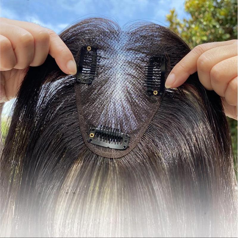 2.75"x4"Traceless 100%Human Hair Topper Cover Forehead Top or As Fringe ...