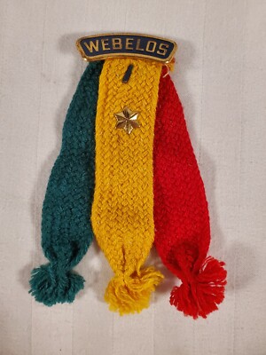 Vintage Boy Scout Cub Webelos Colors Curved Top with 2 Pins 1970s | eBay