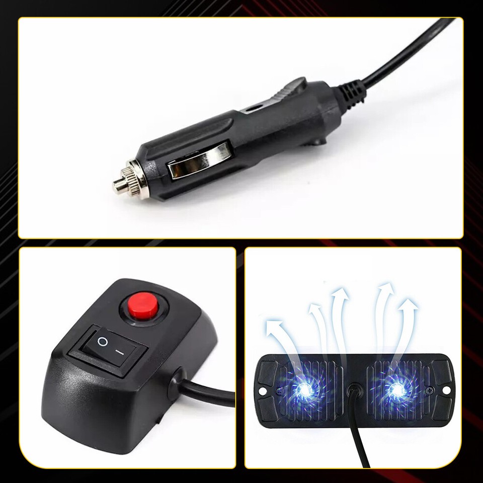 4pc Amber/White 24LED Car Truck Strobe Light Bar Flashing Indicator ...