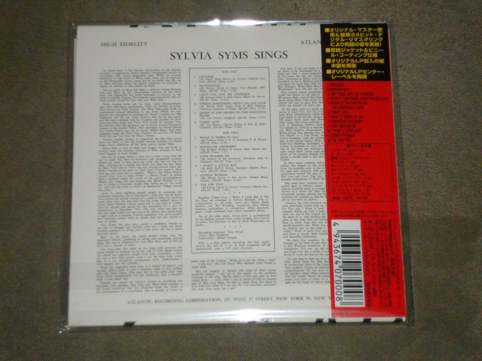 Sylvia Syms Sings Japan Mini LP 4943674070008| eBay