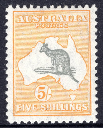 Australia Roo / Kangaroo 5/- Shilling Grey & Yellow CofA WMK MH | eBay