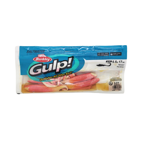 Berkley GSNSM6.5-PSH Gulp Nemesis Curly Tail Lure, 6-1/2", 5pk, Pink ...