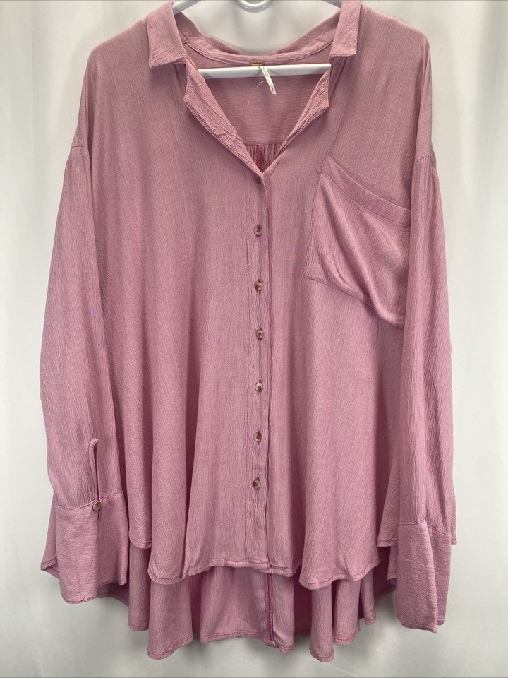 FP Movement Oversized Swing Button Down Blouse Size Small Beach Cover ...