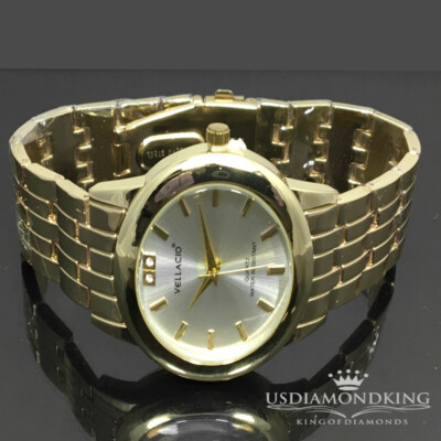 Men's His New Yellow Gold Tone Vellaccio Water Resistant Metal Band ...