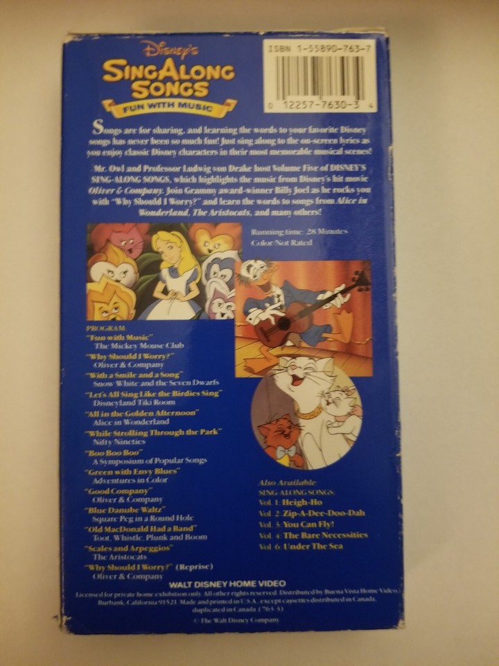 VINTAGE Disney's Sing Along Songs Fun With Music VHS TESTED 12257763034 ...