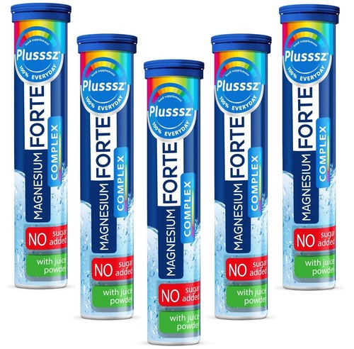 5 x 20 Plusssz FORTE Magnesium effervescent tabs- Magne magnez+b6 ...
