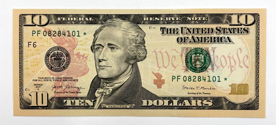 NEW $10 STAR NOTE Uncirculated TEN Dollar Bill Series 2017A ONE STAR ...