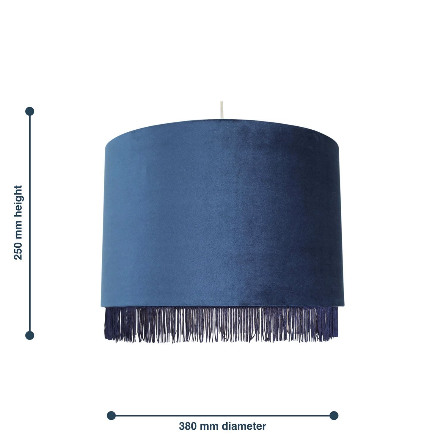 Set of 2 Modern 38cm Navy Blue Velvet Easy Fit Ceiling Lightshade ...
