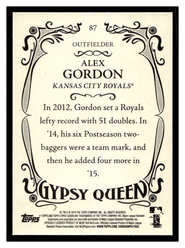 2016 Topps Gypsy Queen #87 Alex Gordon | eBay