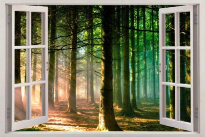 Majestic Forest 3D Window View Decal WALL STICKER Decor Art Mural ...