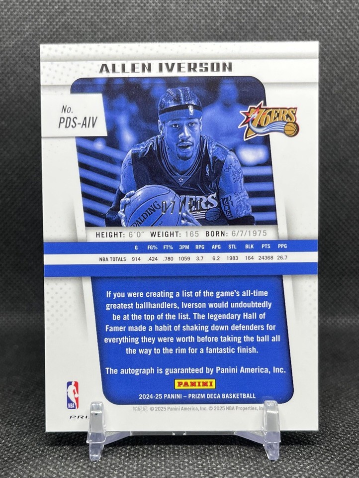2024-25 Panini Prizm Deca ALLEN IVERSON Signatures TRUE GOLD Prizm AUTO ...