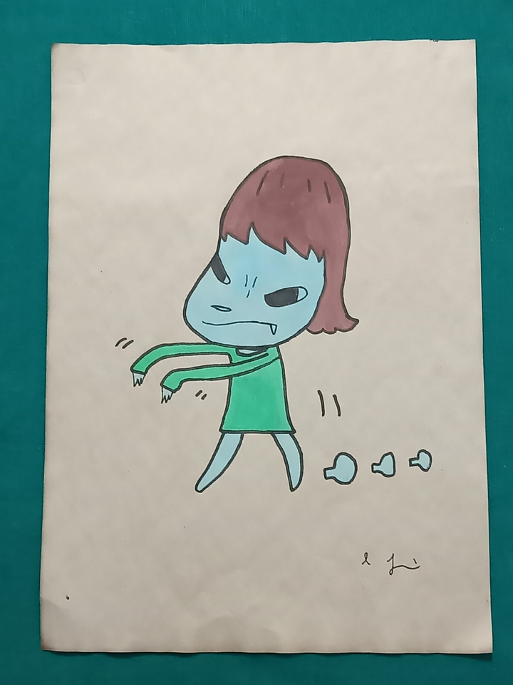 yoshitomo nara Drawing on paper (Handmade) signed and stamped mixed ...