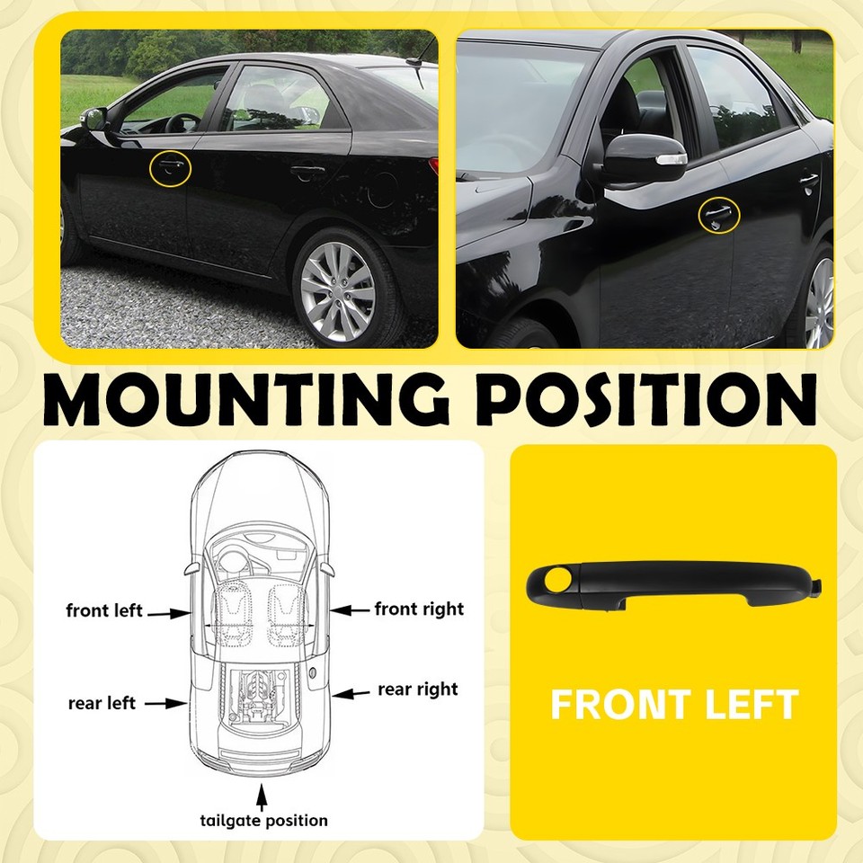 Front Left Side Door Exterior Panel Handle Black For 2013 Kia Forte LX ...