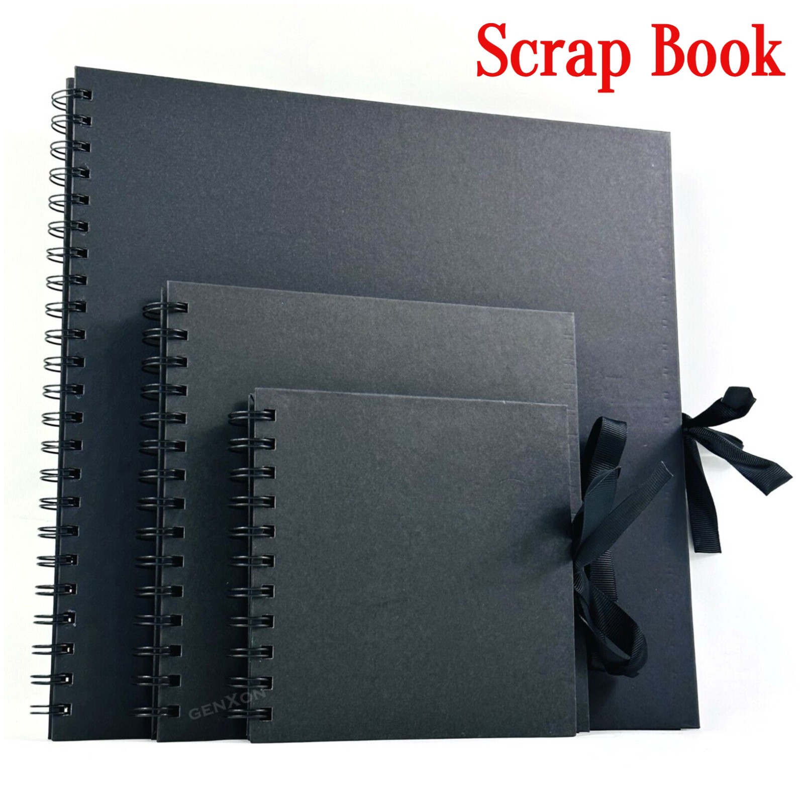 Black Scrapbook Spiral Bound Photo Album Square Black Pages Art & Craft ...