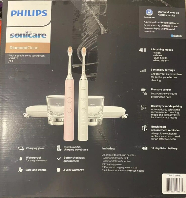 Philips Sonicare DiamondClean HX9912 Rechargeable Sonic Toothbrush 2 ...