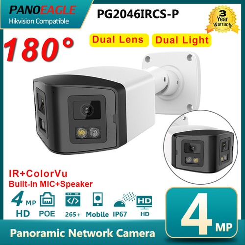 NEW Hikvision Compatible Dual lens 180° Panoramic 4MP 2K HD IR ColorVu ...