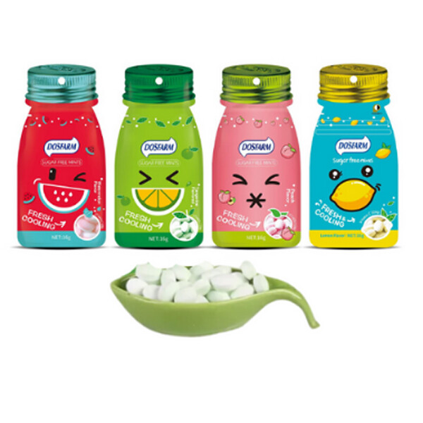 Sugar Free Dosfarm Mints Peach Flavor Candy Breath Mint 15 Packets x ...
