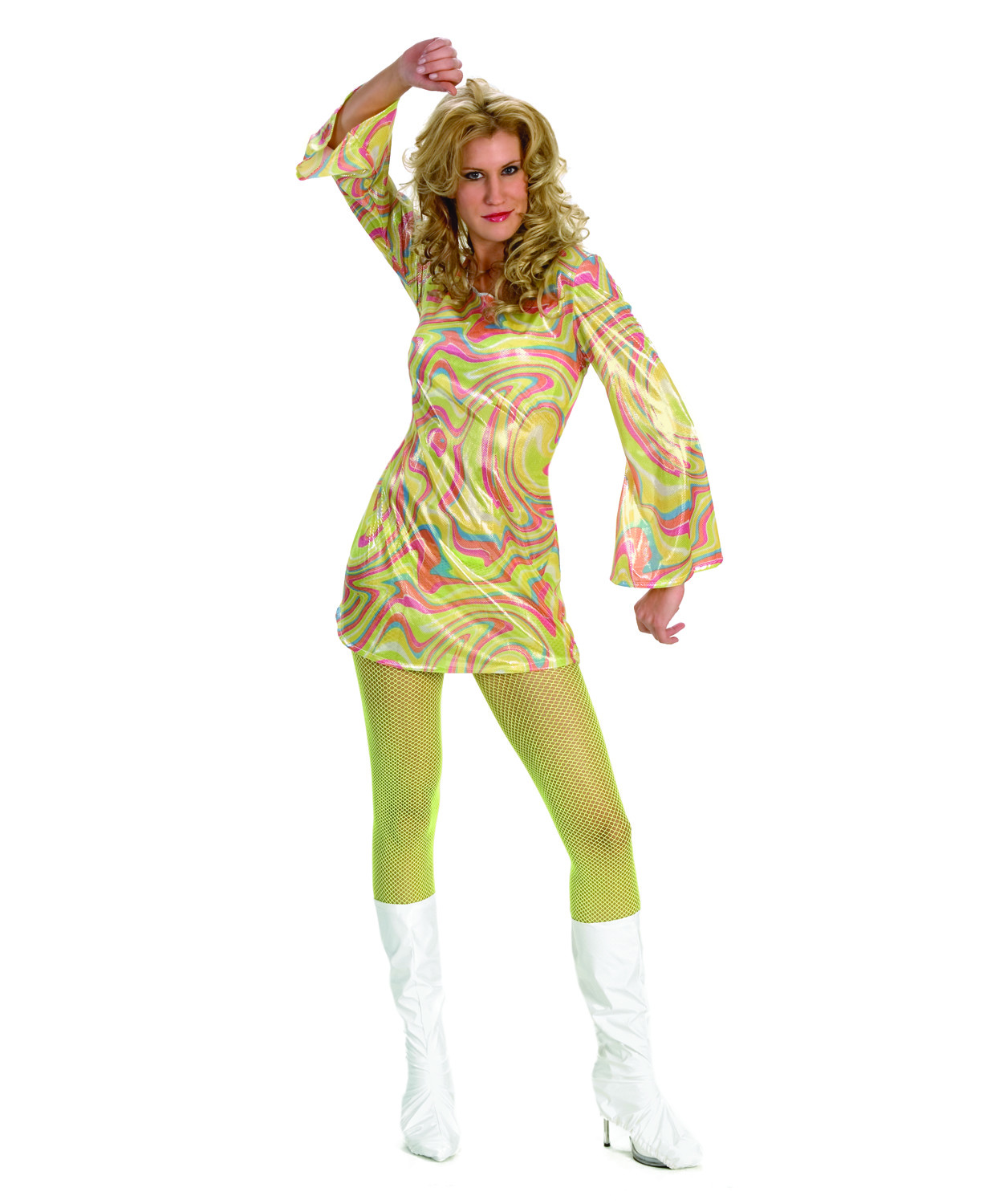 60's-70's Psycho-Delic Swirl Sexy Mini Dress Multi Color Sparkle Print ...