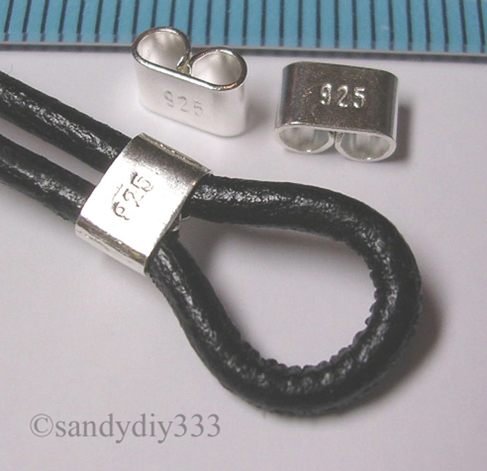 4x BRIGHT STERLING SILVER 2mm LEATHER CORD BINDER BEAD (#325) | eBay