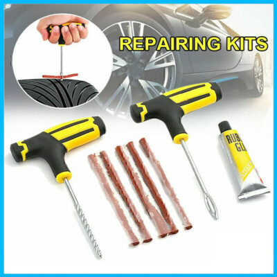 Car Tubeless Tyre Tire Puncture Repair Plug Kit Needle Patch Fix Tools ...