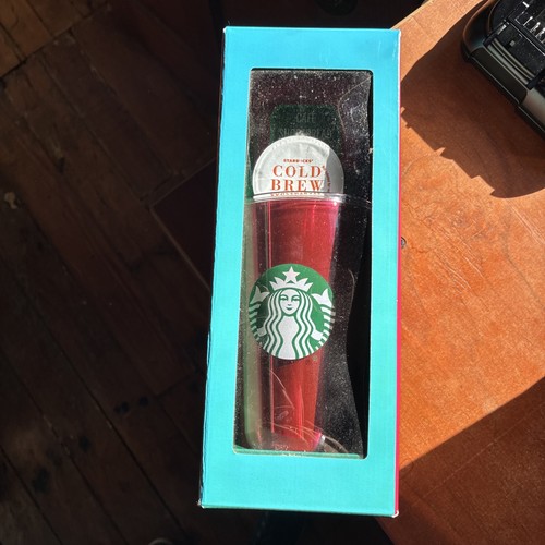 Starbucks Red 16 oz Acrylic Cold Cup Tumbler Straw Gift Set Cold Brew ...
