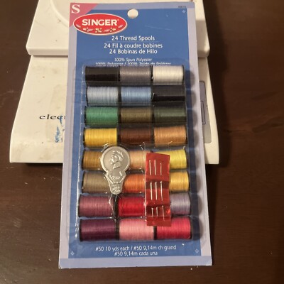 Singer 24 Mini-Spools Assorted Colors Thread 100% Spun Polyester 00264 ...
