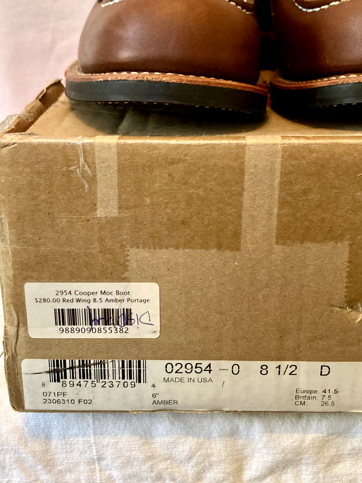 Red Wing Heritage 2954 Cooper Moc Toe Beckman Amber Portage US 8.5 RARE ...