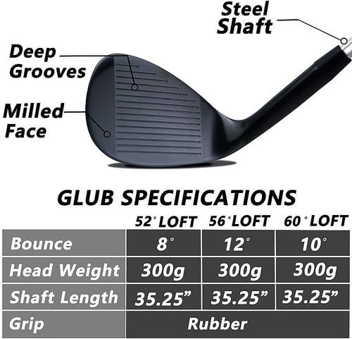 3 PCS Wedge Set or Individual Golf Wedges, Available in 52° Gap Wedge ...
