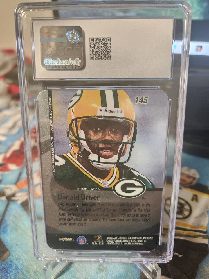 1999 Skybox Molten Metal Donald Driver Rookie Card #145 Packers CGC 10 ...