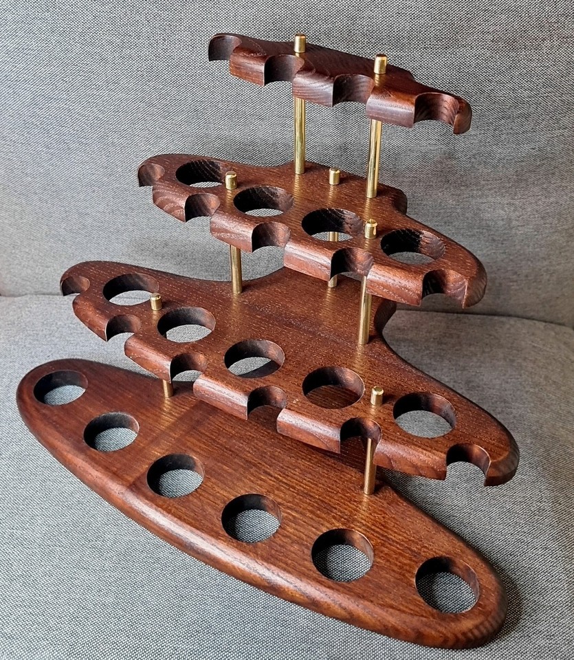 Pipe Stand for 15 Smoking Bowls - Wooden Pipe Holder - Tobacco Pipe ...