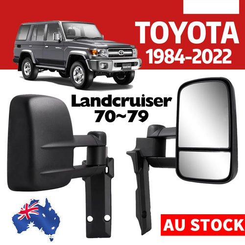 2xManual Tow Mirrors Extendable Rear View Side Landcruiser 70 75 76 78 ...